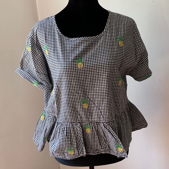 girl krazy | Tops | Checkered Print Peplum Top | Poshmark